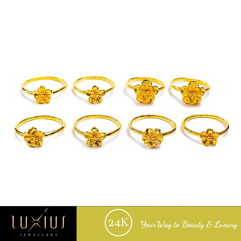 Jual Cincin Emas Bunga Flower Yellow Gold 24K Luxc0464 Luxius Jewellery ...