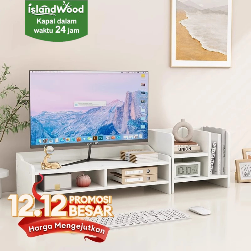 Jual Stand Monitor Kayu Rak Monitor Desktop Rak Buku Kayu Rak Monitor ...