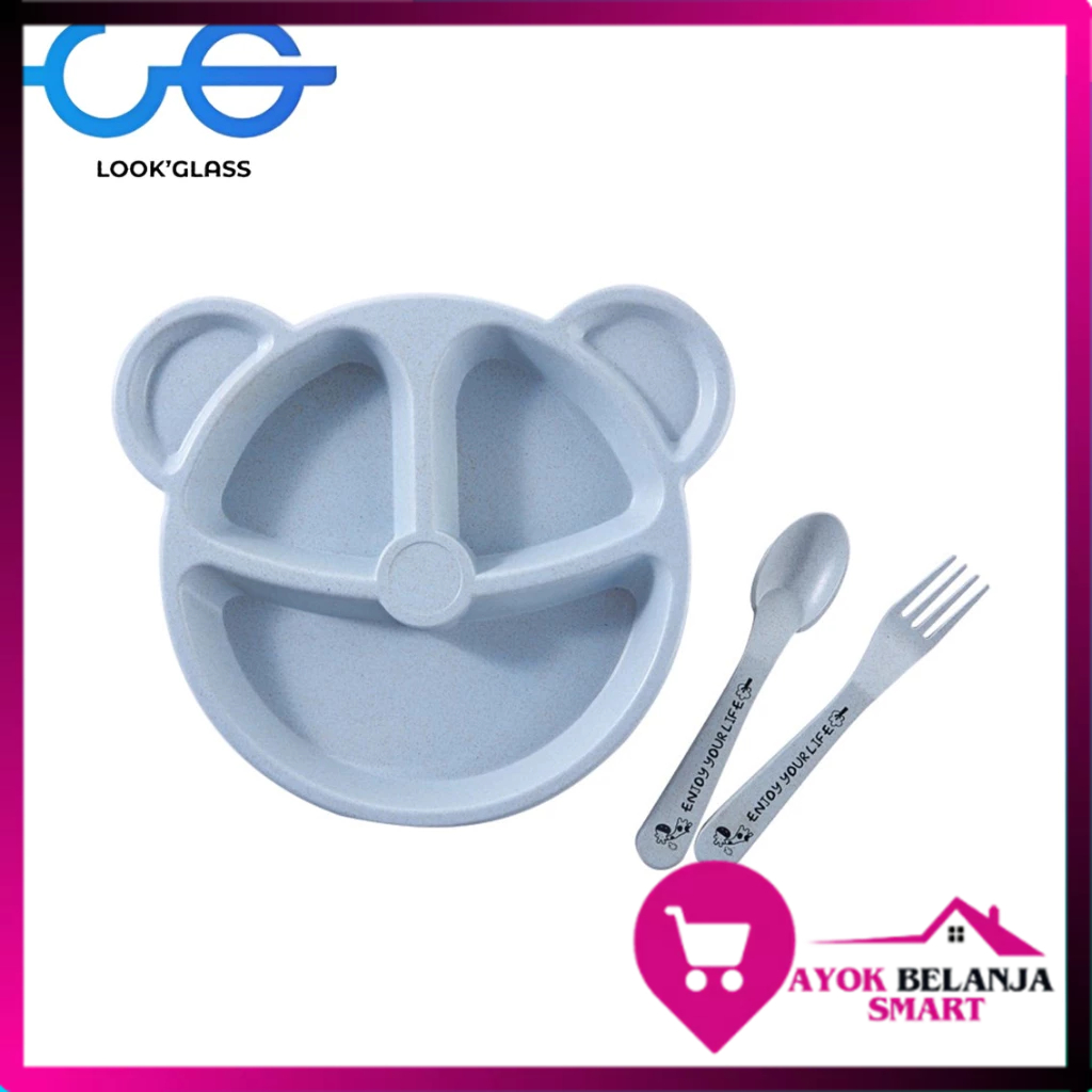 Jual ABS Peralatan Makan Anak Set 3-Piece Bentuk Bear Tempat Makan Bayi ...