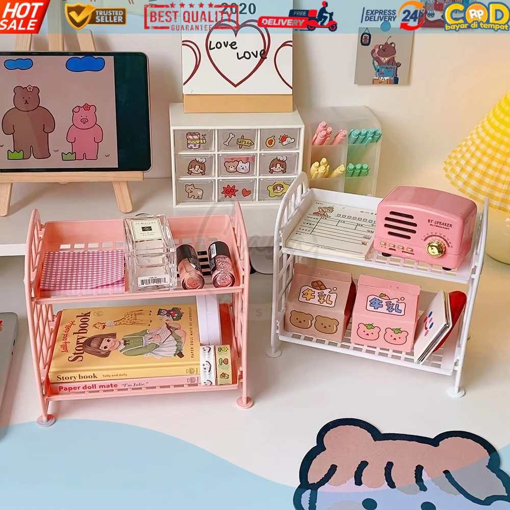 Jual CANA RAK JARING MINI RAK SUSUN KECIL RAK MEJA KOMPUTER WADAH BUKU ...