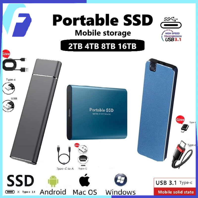 Jual 【COD】 Portable SSD Type-c USB3.1 hard drives 2TB 8TB 16TB Hardisk ...