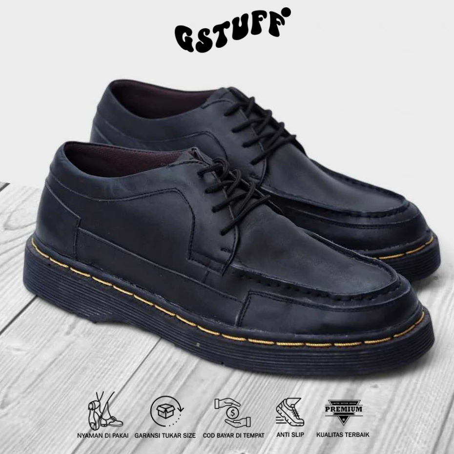 Jual Sepatu Docmart Formal Pantofel Low Boot Kulit Asli Hitam Pria ...