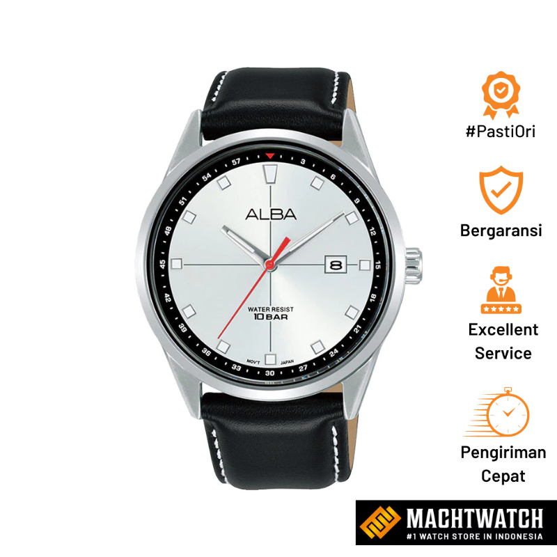 Jual Jam Tangan Pria Alba Active AS9Q35X1 Men Silver White Dial Black Leather Strap | Shopee ...