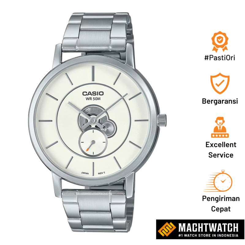Jual Jam Tangan Pria Casio General MTP-B130D-7AVDF White Dial Stainless Steel Band | Shopee ...