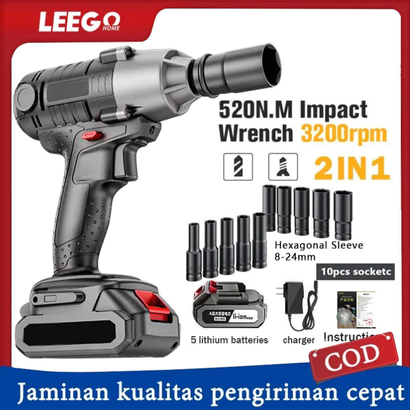 Jual Impact Wrench 288V Brushless Baterai Semua motor tembaga Cordless Kunci Impact 520N/M Impak ...
