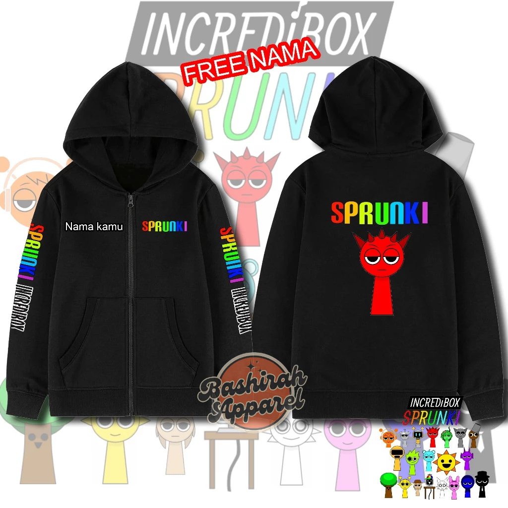 Jual Hoodie Zipper Anak Sprunki Incredibox Karakter - Jaket Bahan ...