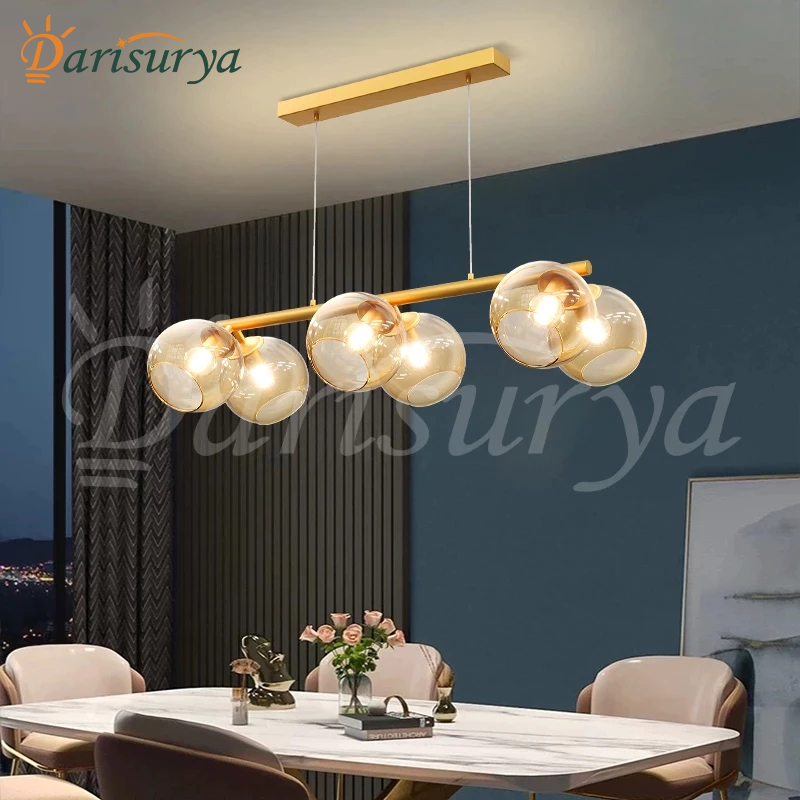 Jual Lampu Gantung Minimalis Ruang Meja Makan Mini Bar Modern 80cm Emas ...