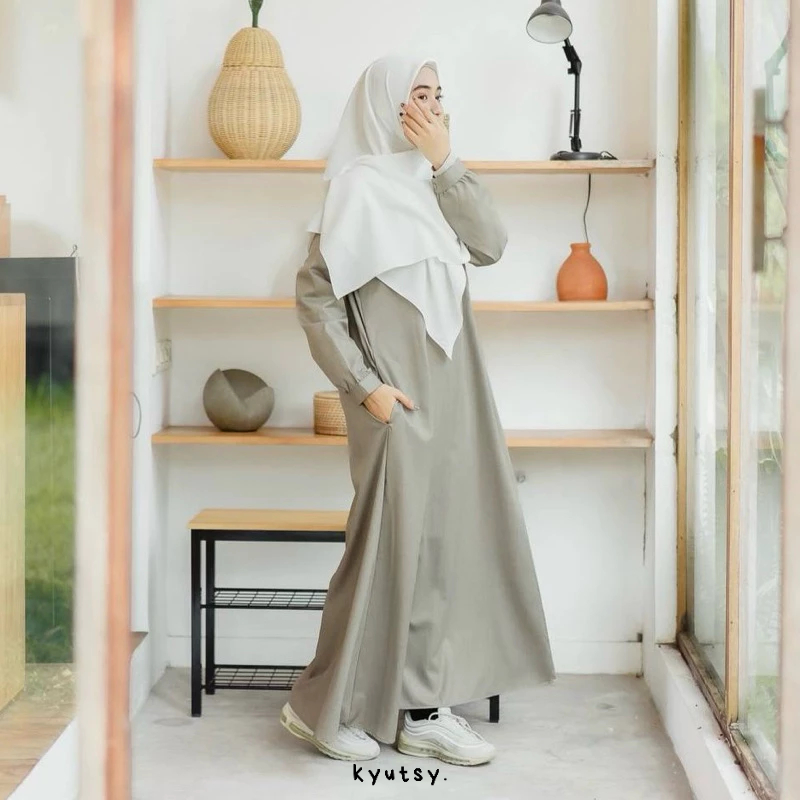 Jual Elmina Alya Dress Gamis Terbaru 2025 Polos Soft Raya Collection ...