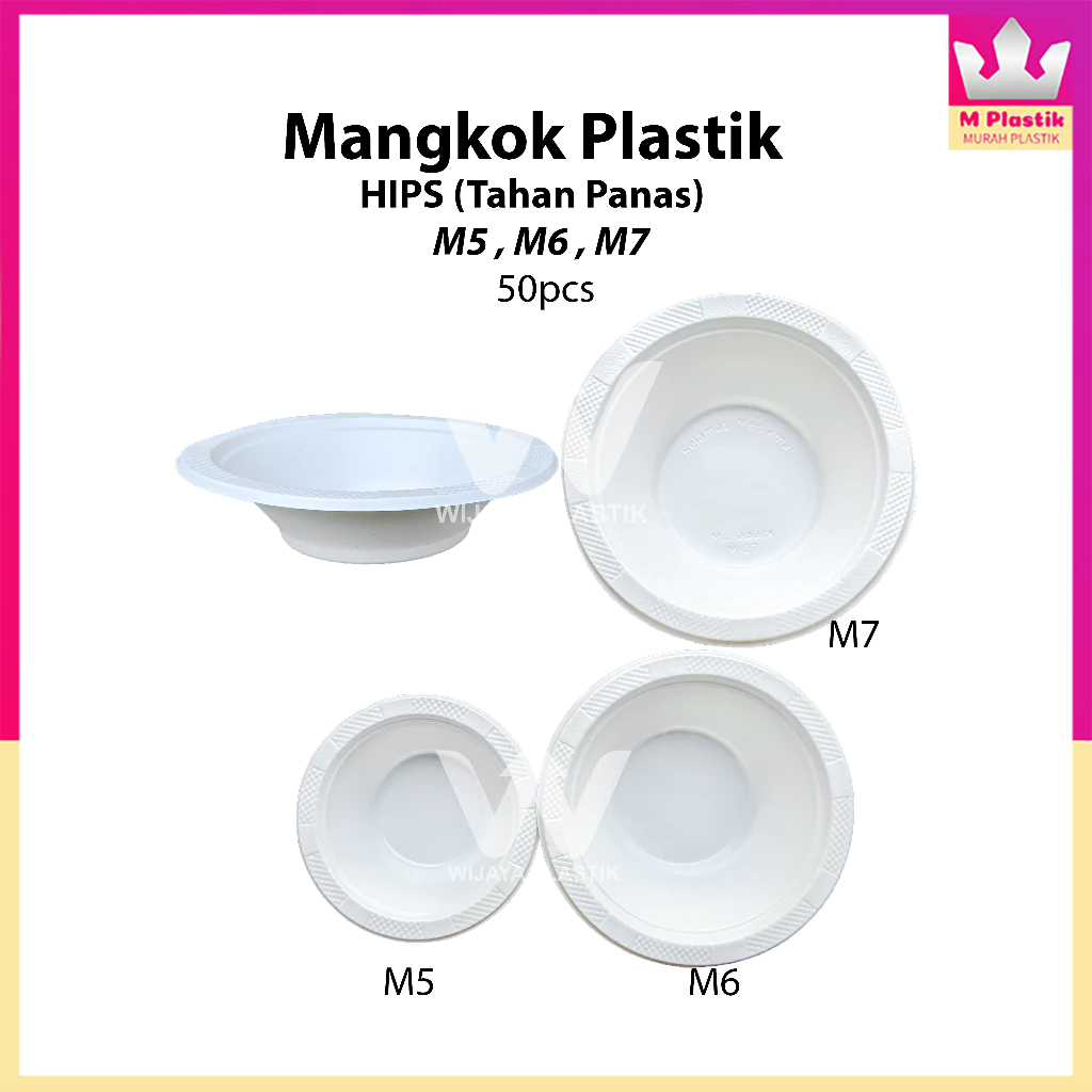 Jual Mangkok Plastik HIPS 5 6 7 inch ( M5 M6 M7 ) --- 50 pcs @Pack ...