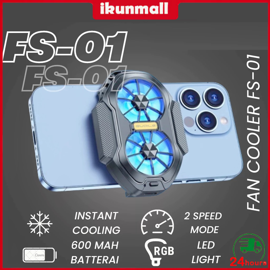 Jual 【COD】Funcooler Fs01 Fan Cooler Kipas Pendingin Hp Built-In Battery ...