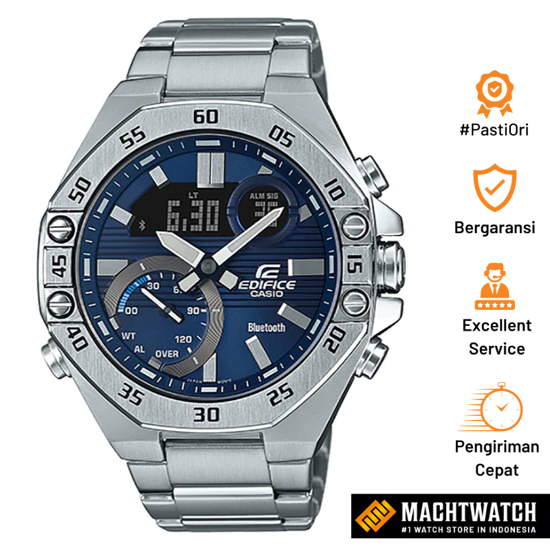 Jual Jam Tangan Pria Casio Edifice ECB-10D-2ADF Men Blue Digital Analog Dial Stainless Steel ...