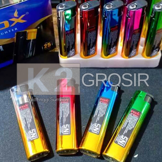 Jual 1 Box / 25 PCS Korek Bodi Besi Metalik Chrome Fox Zenith ( BOX ...