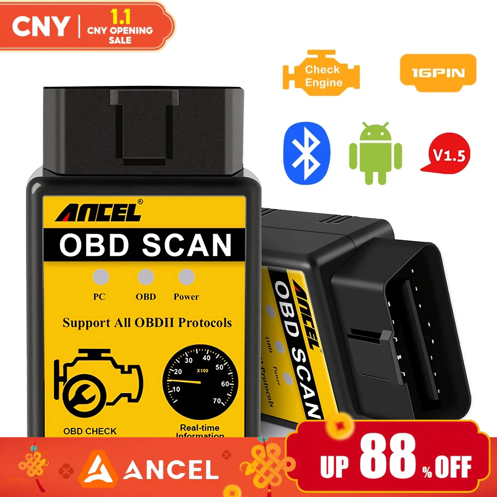 Jual ANCEL ELM327 V1.5 Bluetooth Obd2 Scanner Car Scanner Obd2 Guage Odb2 Car Diagnostic Tool ...