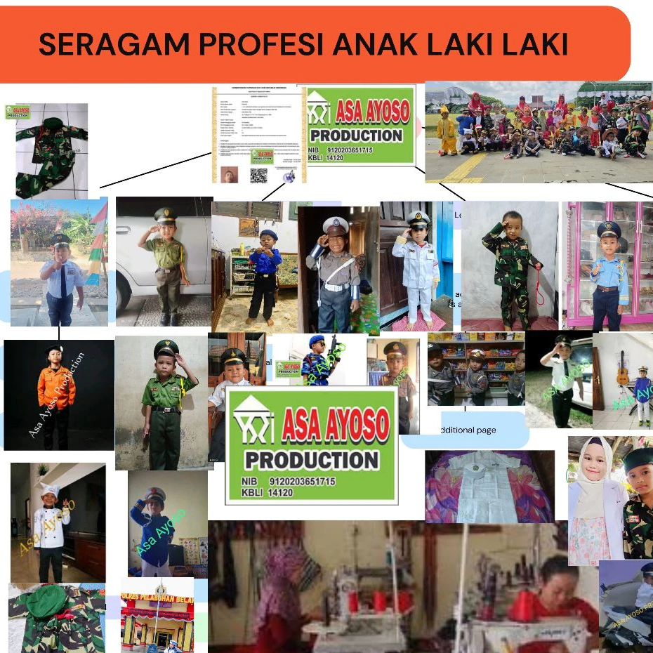 Jual Baju anak LAKI LAKI Seragam Profesi Karnaval Anak PAUD dari MERK ASA AYOSO PRODUCTION ...