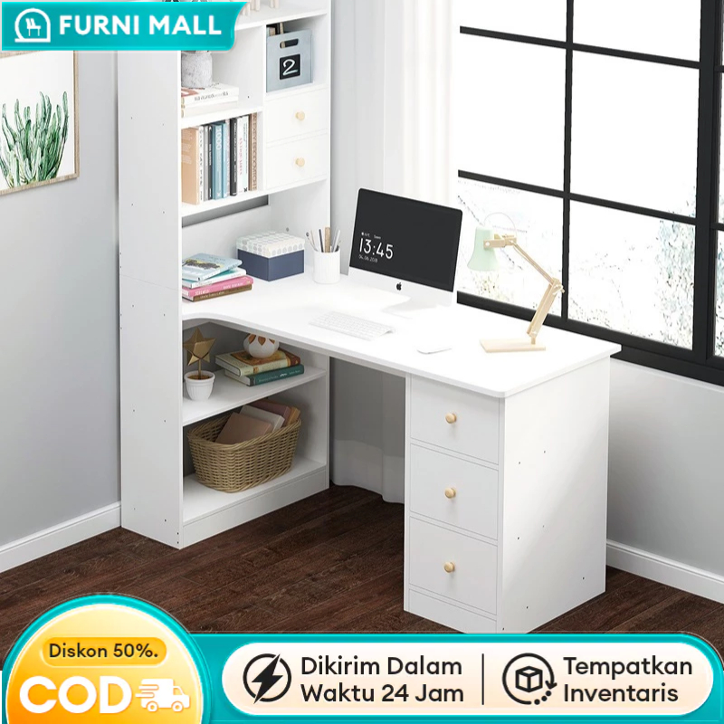 Jual Meja belaja dengan Rak Buku Meja Kantor Meja Tulis Meja Kerja dan ...