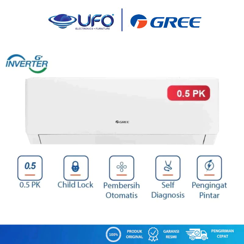 Jual GREE AC 0,5 PK Air Conditioner 1/2 Inverter GWC05F5S | Shopee ...