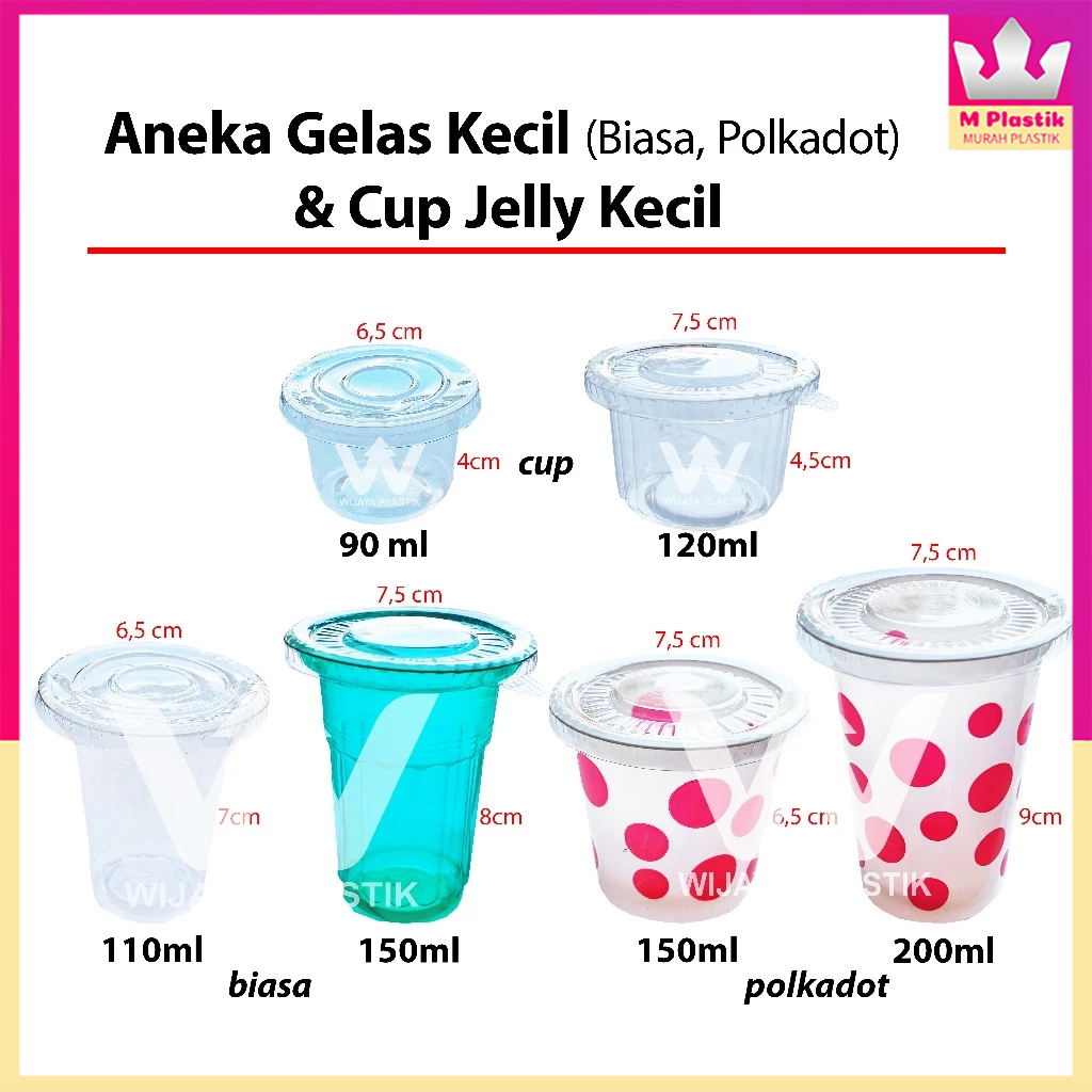 Jual Aneka Gelas Plastik BENING & POLKADOT ( 60 90 100 110 120 150 200 ...