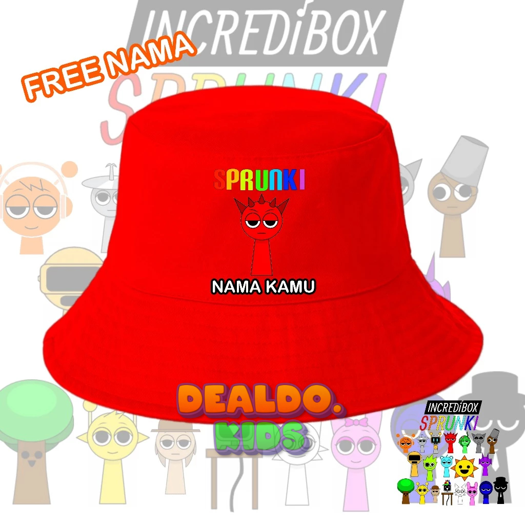 Jual Topi Bucket Anak Sprunki Incredibox Karakter | Topi anak Outdoor ...