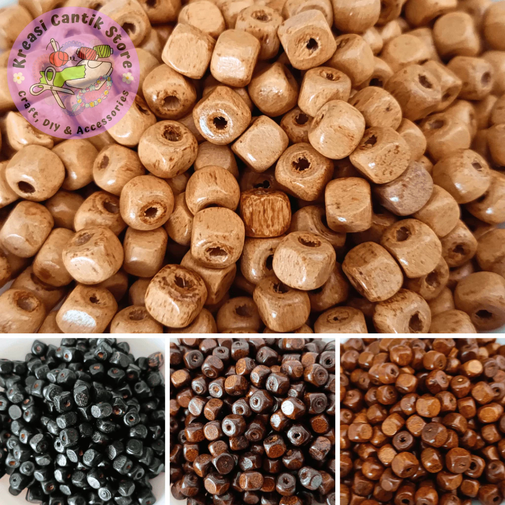 Jual Manik Kayu Kotak 6mm x 6mm – Sudut Tumpul, Warna Beragam untuk DIY ...