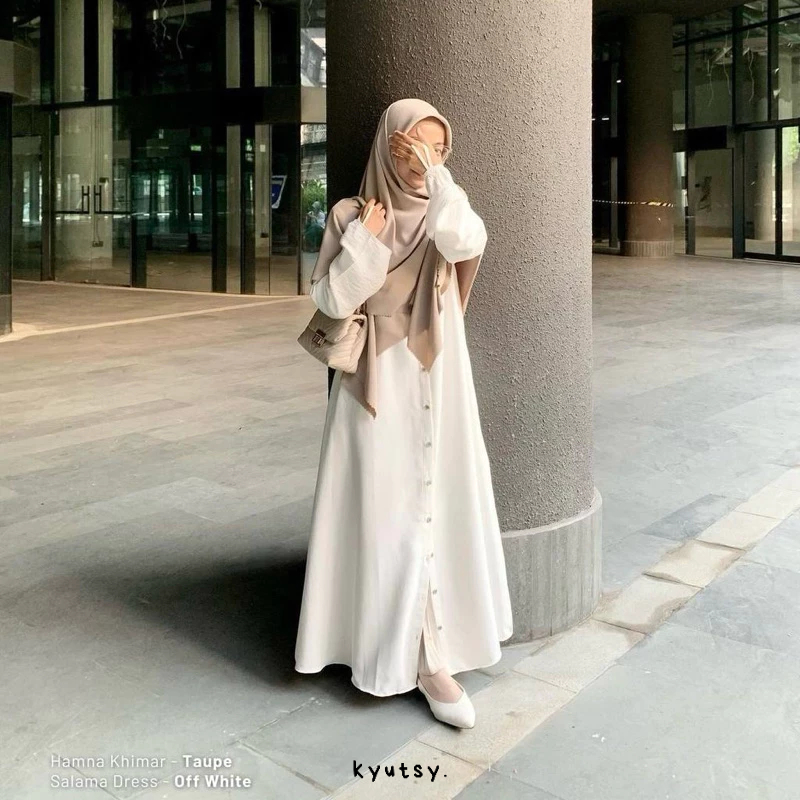 Jual Elmina Salama Dress Gamis Terbaru 2025 Polos Pastel Raya ...