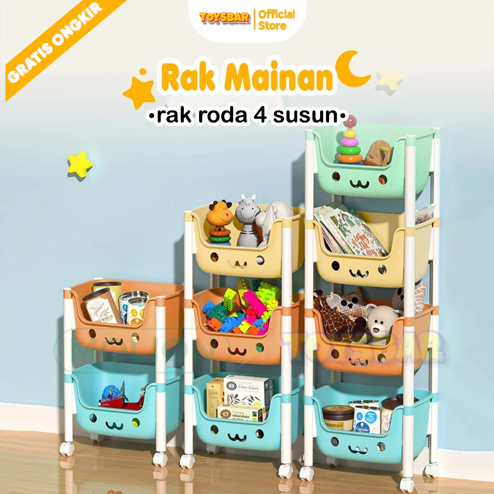 Jual Rak Mainan Anak 4 Susun Roda – Rak Serbaguna Plastik Dapur/Kamar ...