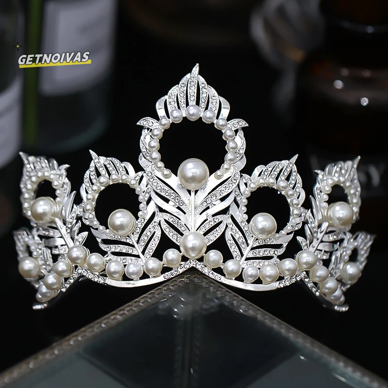 Jual Barok Vintage Berlian Imitasi Mutiara Tiara Pengantin Tiaras Ratu Mahkota Besar Buatan ...
