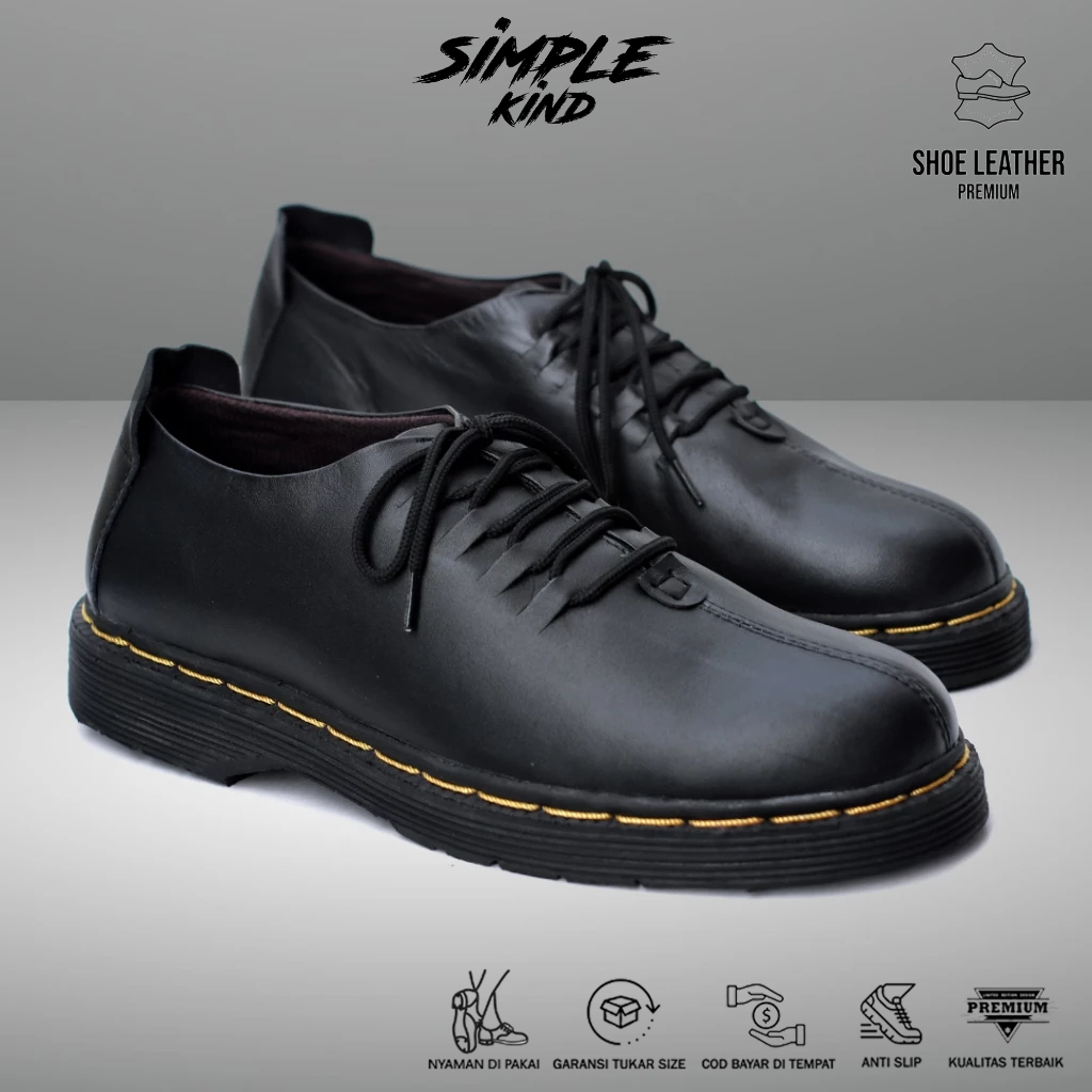 Jual SK - Sean Black Sepatu Formal Pantofel Docmart Low Boots Kulit ...