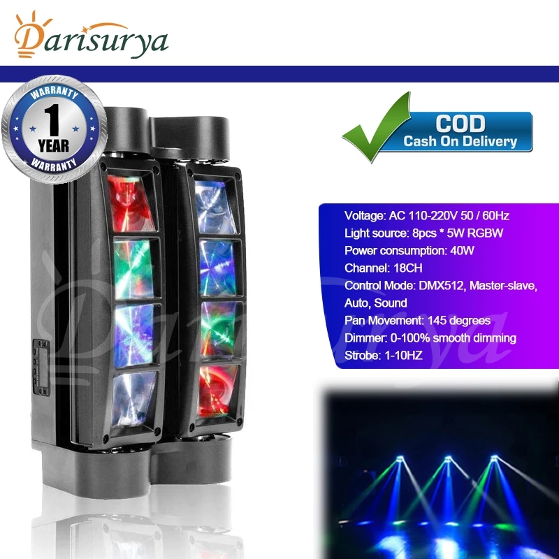 Jual Moving Head Beam LED Mini spider 8 eye Lampu Panggung Lampu Disco ...