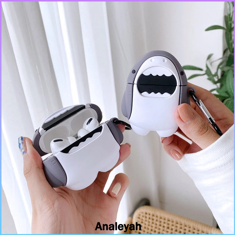 Jual Case AirPods Silikon Desain Kartun hiu lucu Case Untuk AirPods 1/2 ...