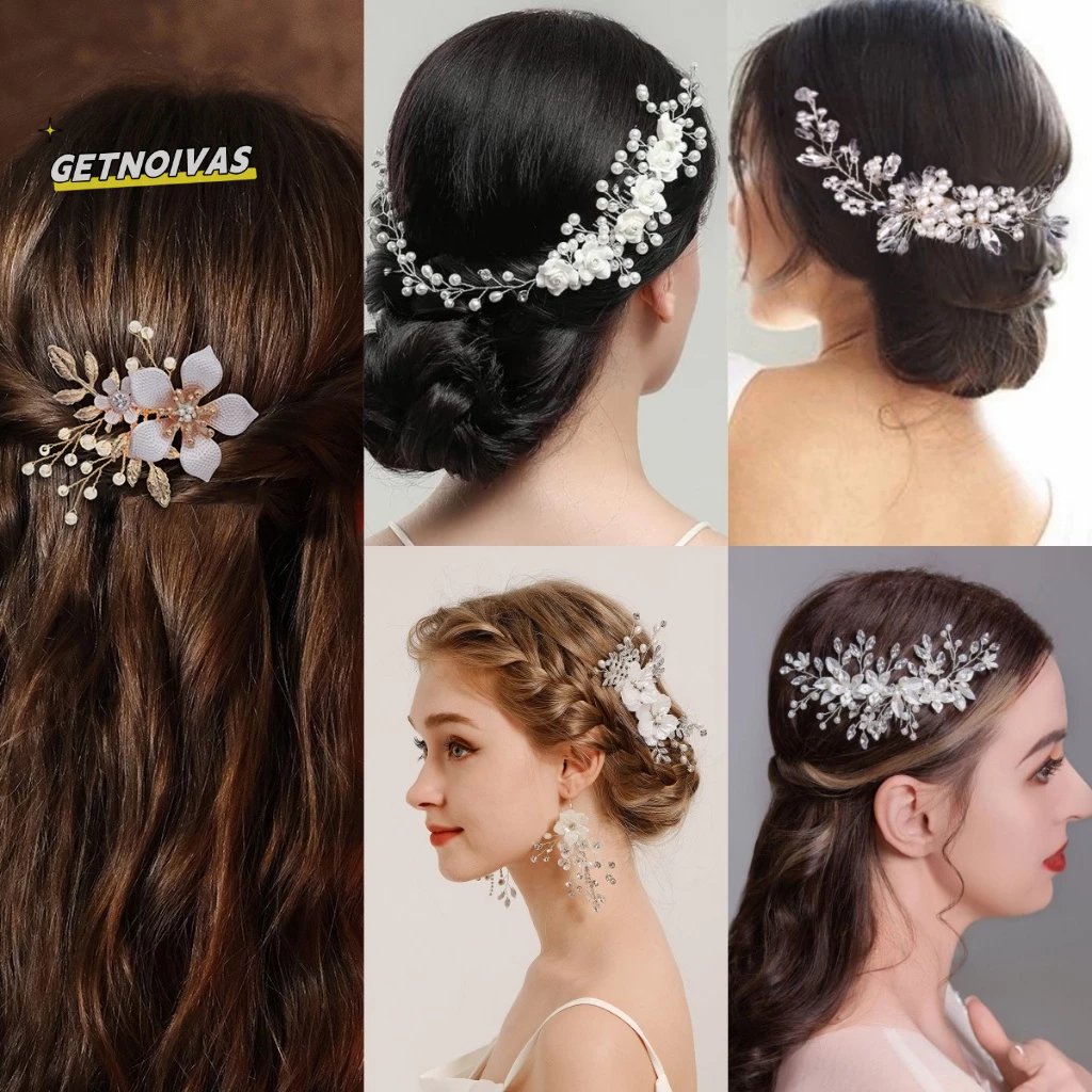 Jual GETNOIVAS Sisir Rambut Daun Berongga Fashion Rhinestone Faux ...