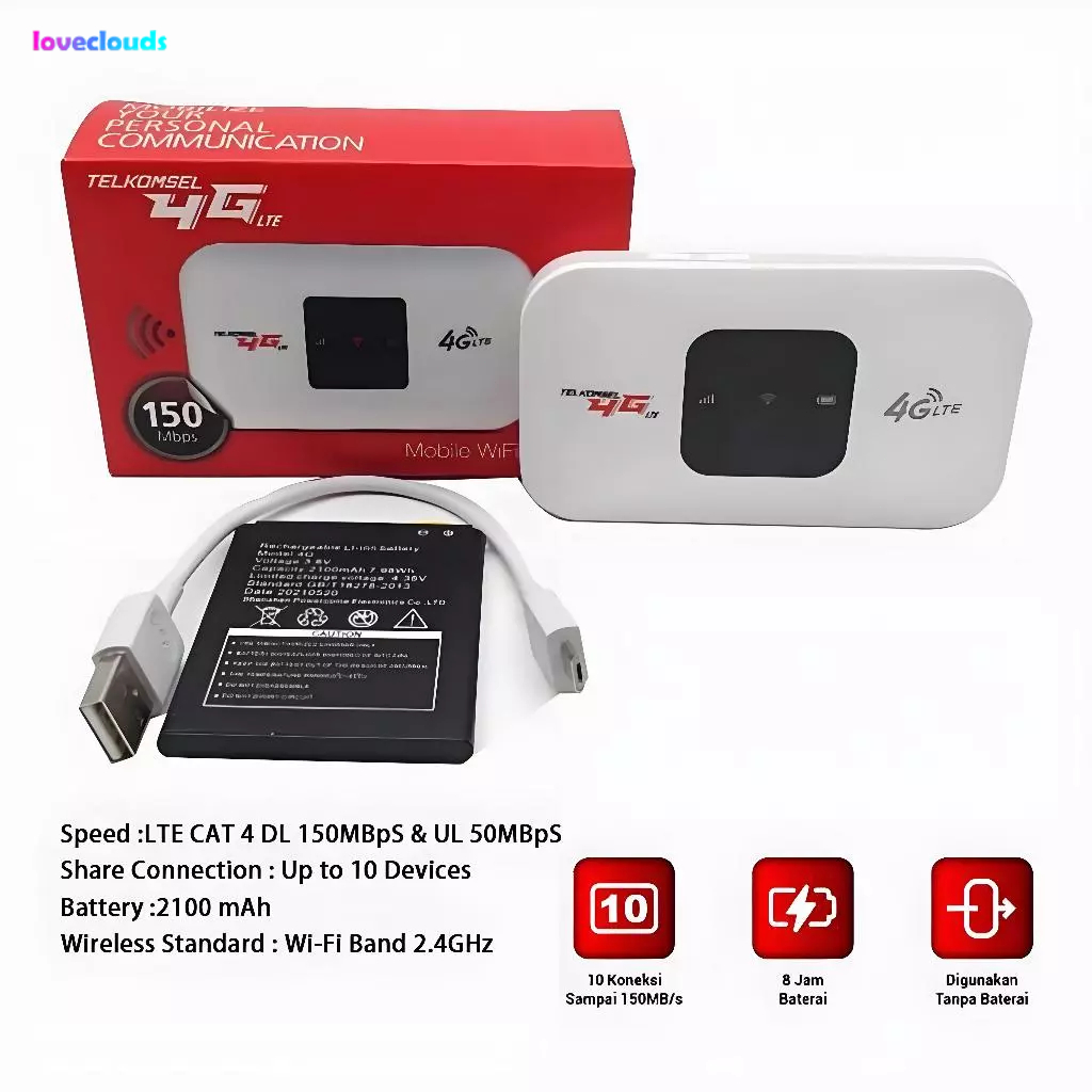 Jual Mifi Modem Wifi 4G Unlock Operator Perdana Telkomsel 150 Mbps 4G ...