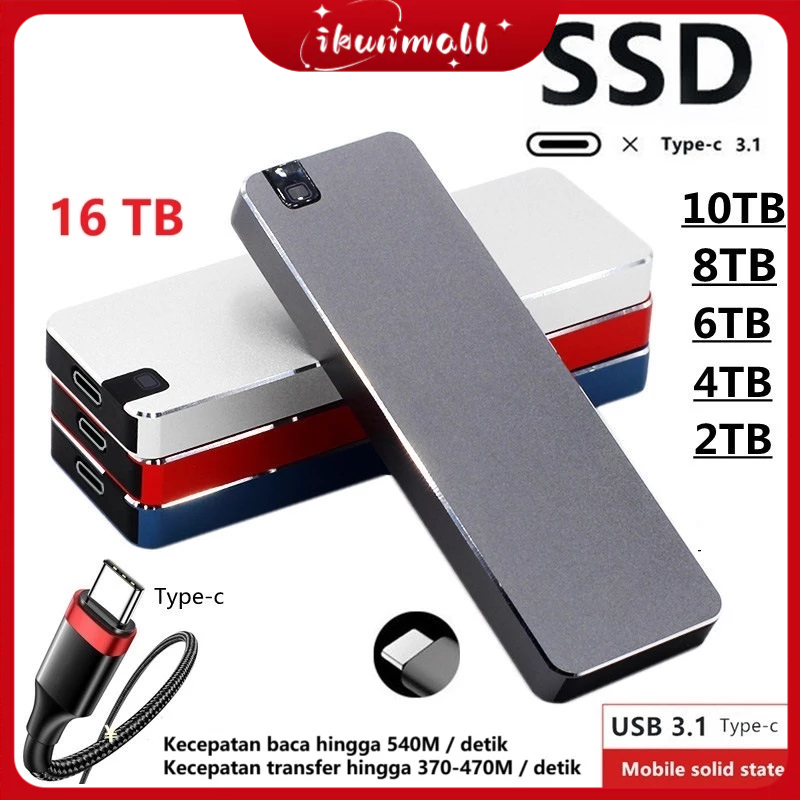 Jual ⭐COD⭐Portable SSD Type-c USB3.1 hard drives 2TB 8TB 16TB Hardisk ...