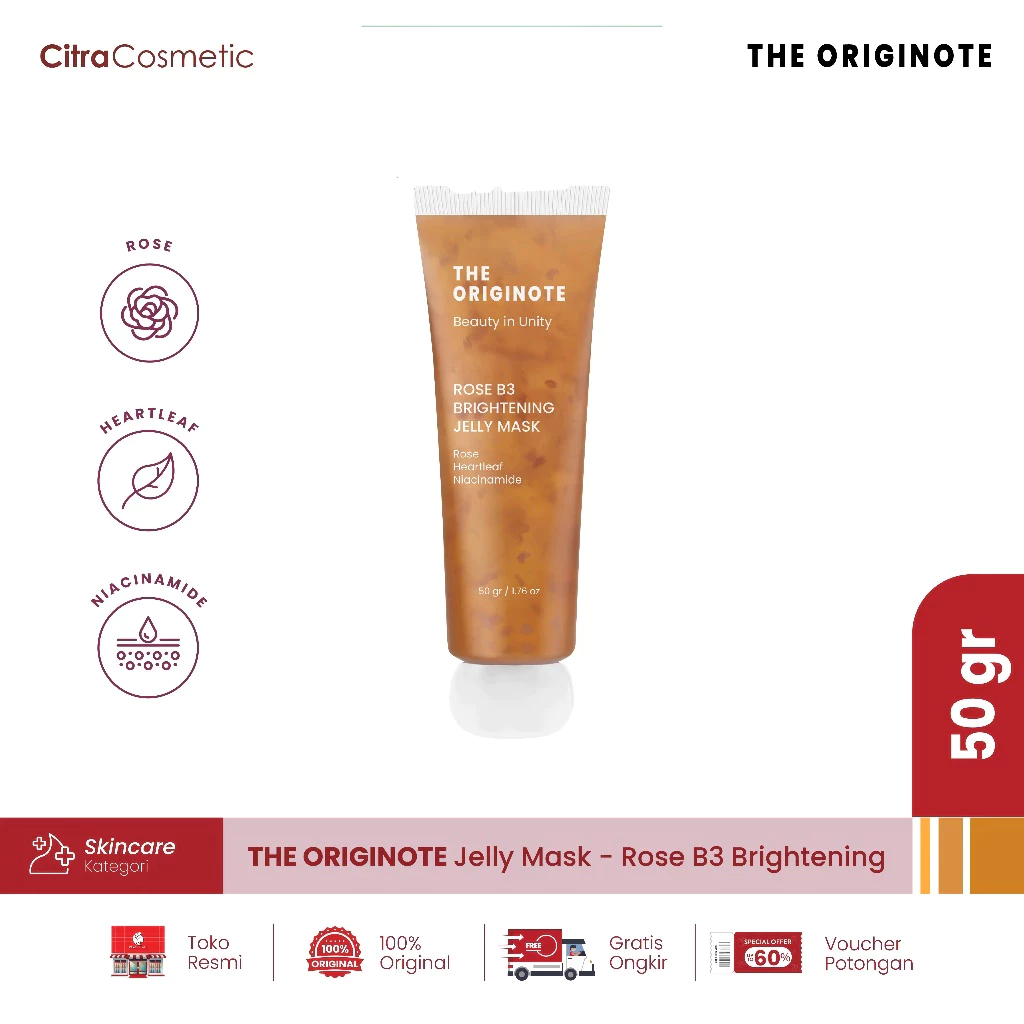 Jual The Originote Rose B3 Brightening Jelly Mask 50 Gr | Shopee Indonesia
