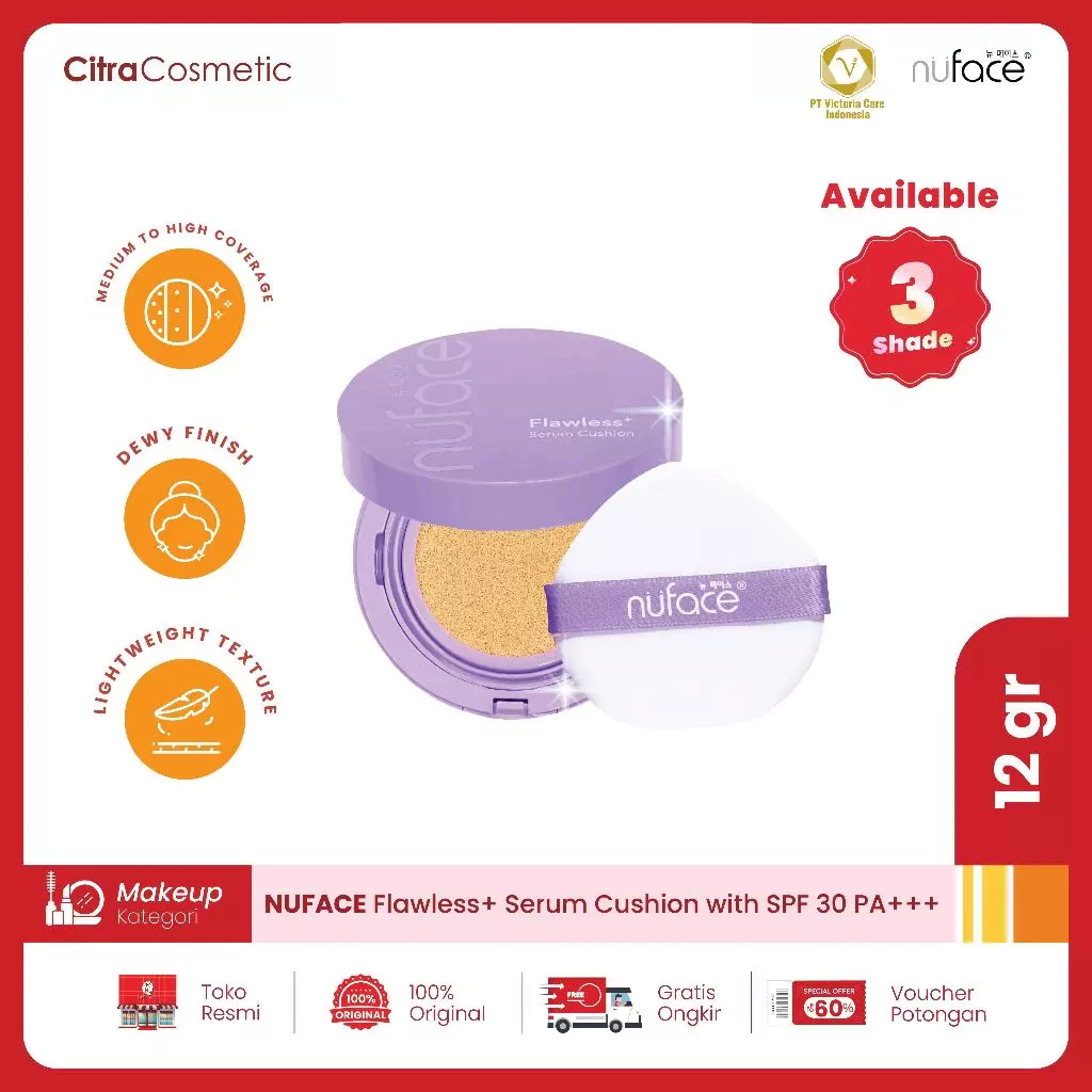 Jual ️CitraCosmetic ️ Nuface Flawless+ Serum Cushion with SPF 30 PA ...