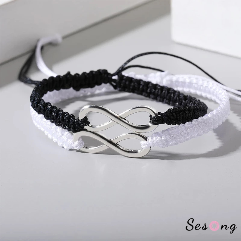 Jual COD Hitam Gelang Tali Handmade Desain ∞ Infinity Untuk Pasangan ...