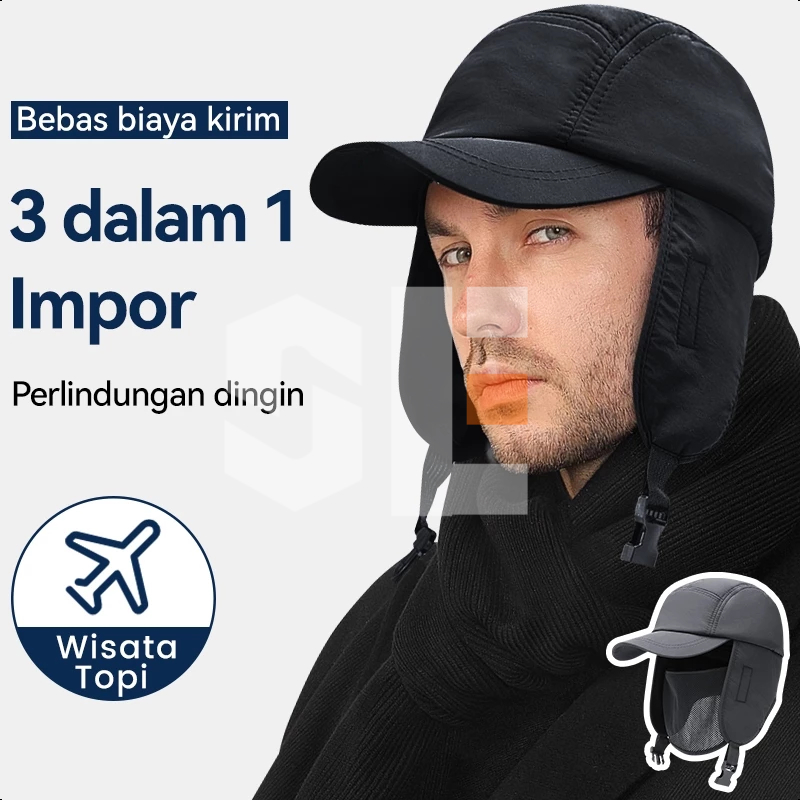 Jual SHULANGER Topi Jepang Topi Musim Dingin Bulu Tebal Hangat 3in1Cap ...
