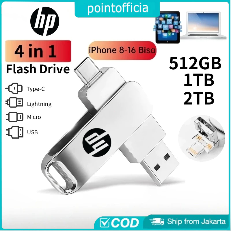 Jual 4 in 1 HP flashdisk iOS OTG USB Flash Drive 512GB/1TB/2TB Rotation ...