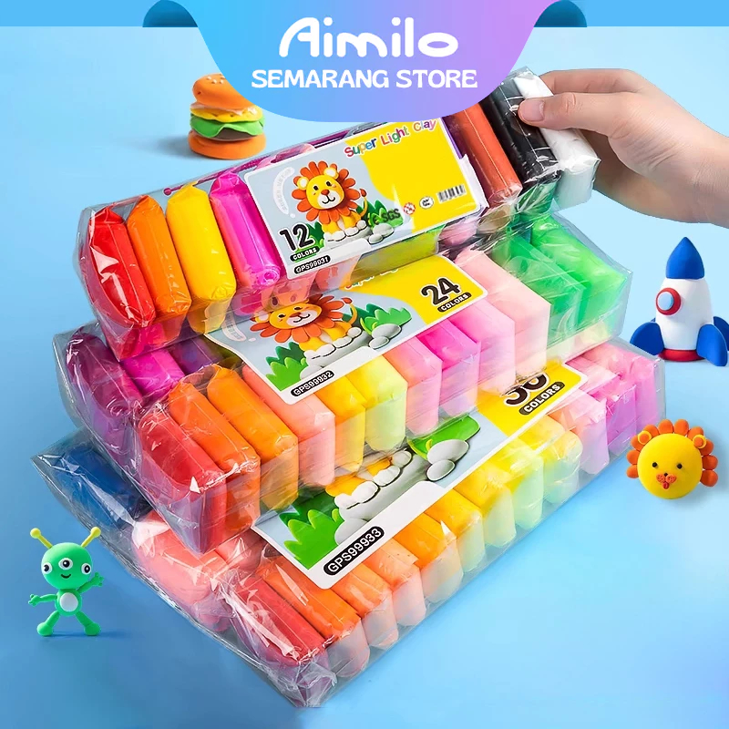 Jual Aimilo Clay Mainan Anak Isi 12 PCS Clay Warna Mainan Edukasi Anak ...