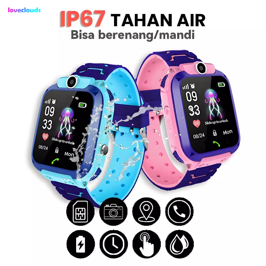 Jual Loveclouds Q12 Anti Air IP67 tangan anak telepon/Smartwatch Jam ...
