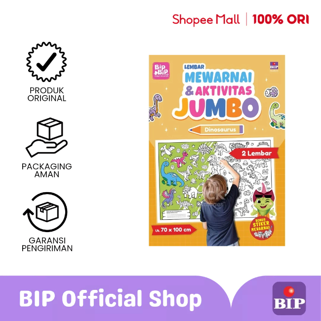 Jual BIP - Lembar Mewarnai & Aktivitas Jumbo: Dinosaurus | Shopee Indonesia