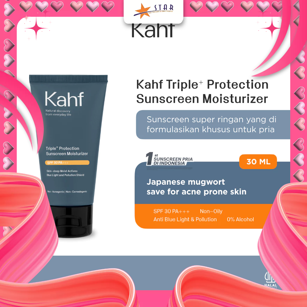 Jual * STAR * Kahf Triple+ Protection Sunscreen Moisturizer SPF 30 PA ...