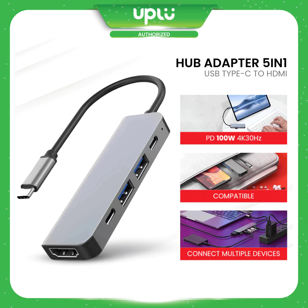 Jual UPLU Authorized 5 IN 1 HUB Converter USB Type-C to HDMI 4K 30Hz PD ...