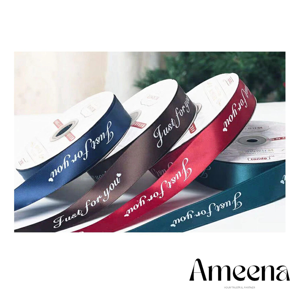 Jual (METERAN) Pita satin tulisan JUST FOR YOU 2,5 cm Polyester /Pita ...