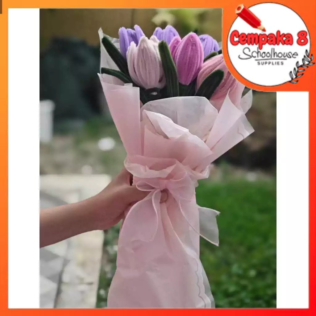 Jual Buket Bucket Bouquet Karangan Bunga Lili/Tulip Flowers Kawat Bulu ...