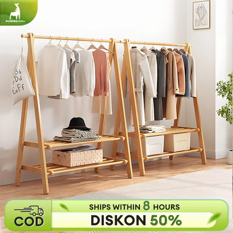 Jual Rak baju gantung lipat Rak pakaian kayu Tempat gantung baju ...