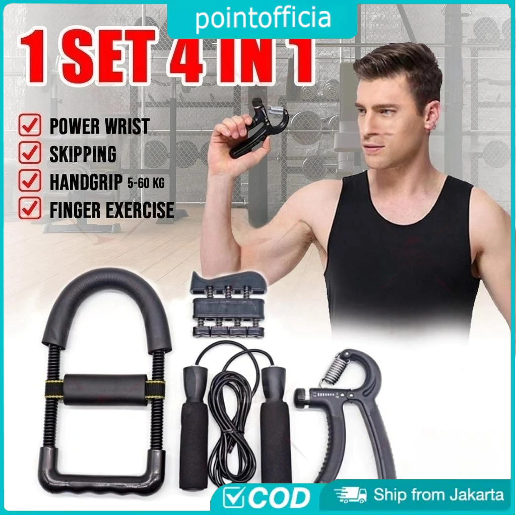 Jual SPEEDS Alat Fitness Set Power Wrist Handgrip 4in1 Skipping Finger ...