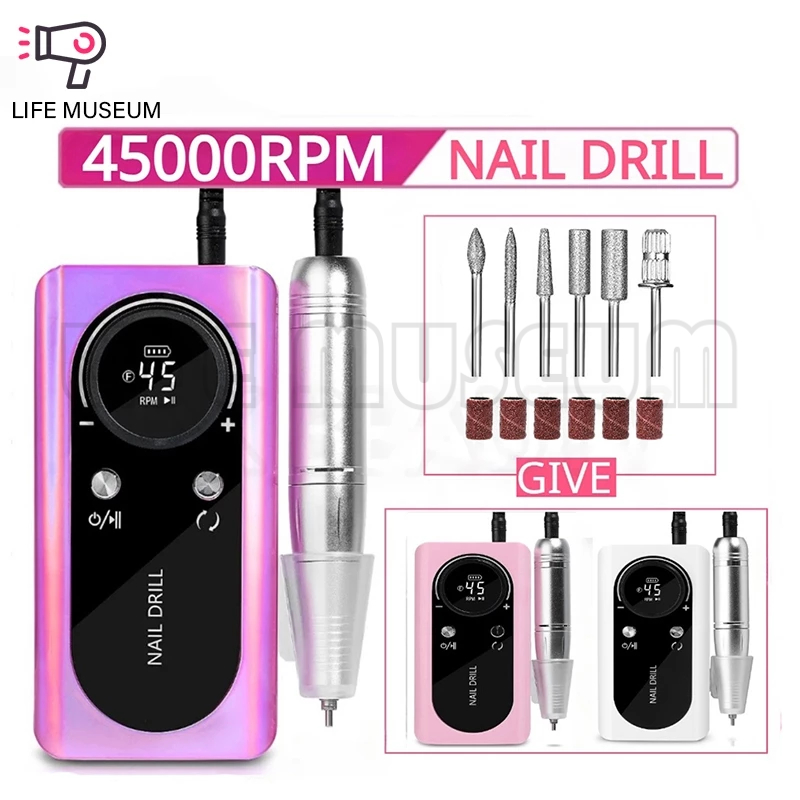 Jual 45000RPM Nail Drill Machine Electric Portable Nail File ...