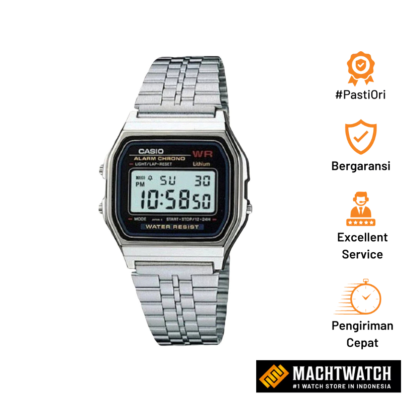 Jual Jam Tangan Unisex Digital Casio Standard A159WA-N1DF Retro Digital ...
