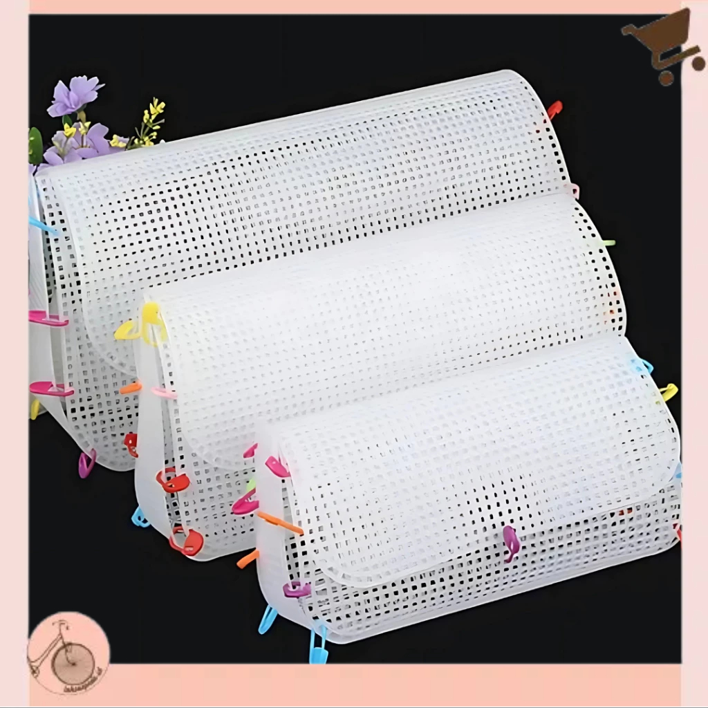 Jual Kanvas Tas Rajut Clutch Bag Plastik Jaring Kanvas DIY Grid ...