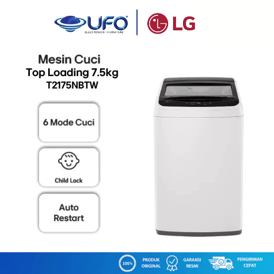 Jual LG Mesin cuci 1 Tabung Top Loading 7.5 Kg T2175NBTW | Bukaan Atas ...